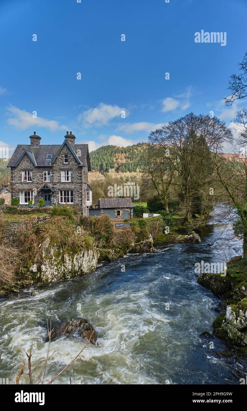 The River Llugwy in Betws-y-Coed, Conwy, Snowdonia, Wales Stock Photo ...