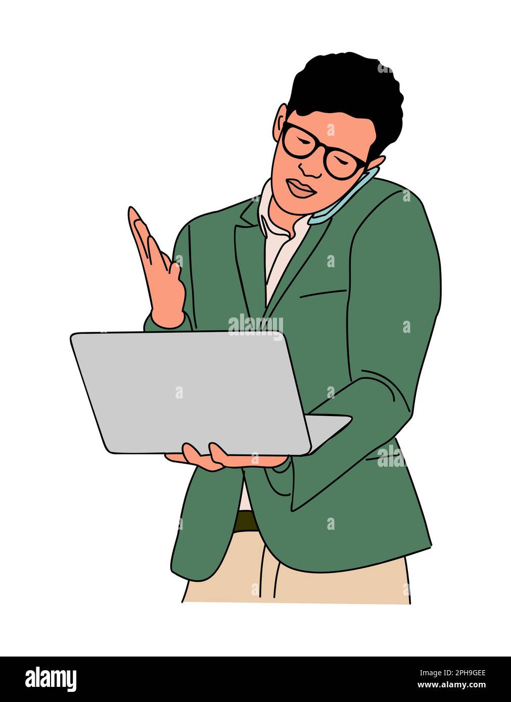 Korean man at computer Stock Vector Images - Alamy