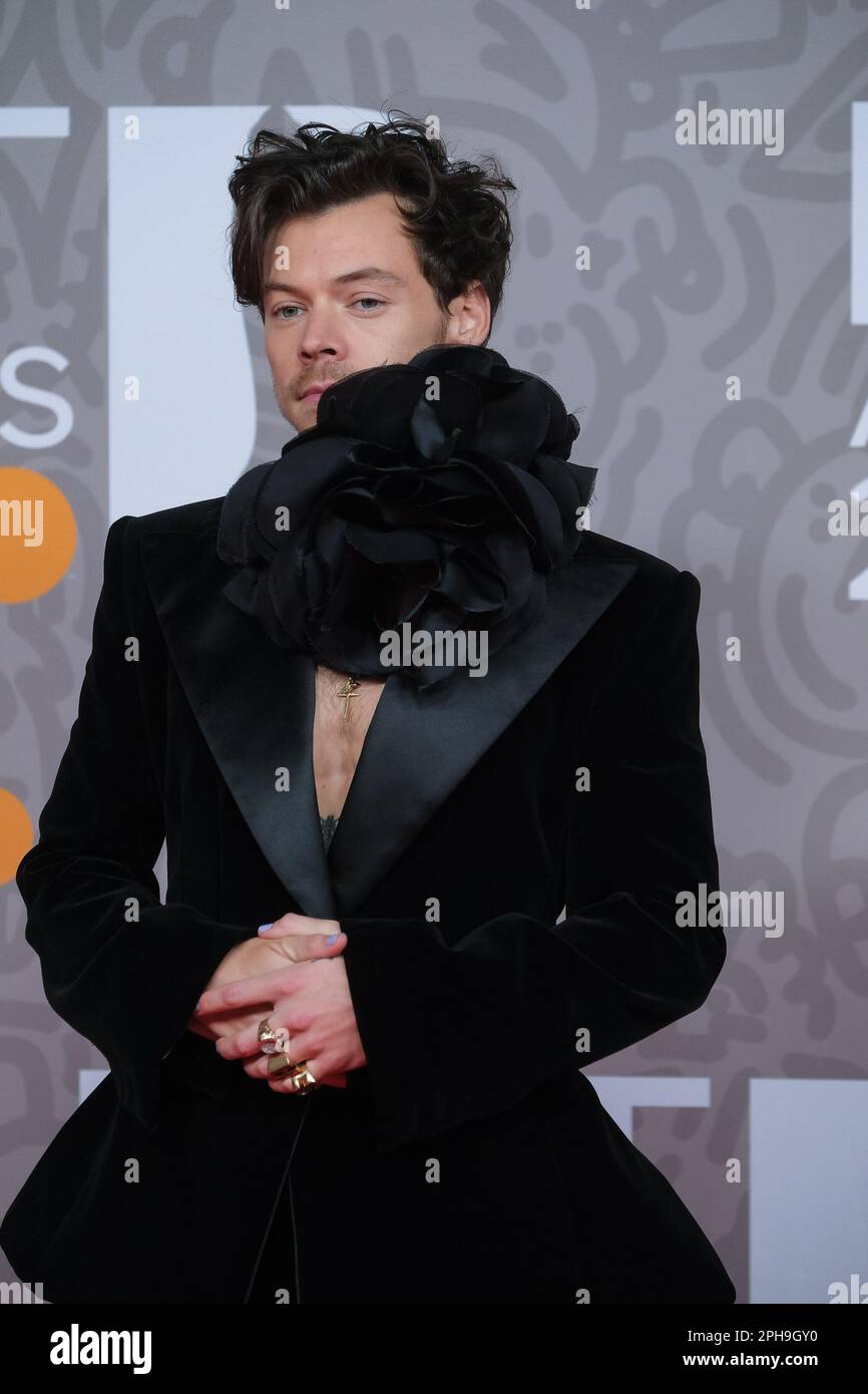 Harry Styles photographed attending The BRITS Red Carpet Arrivals at ...