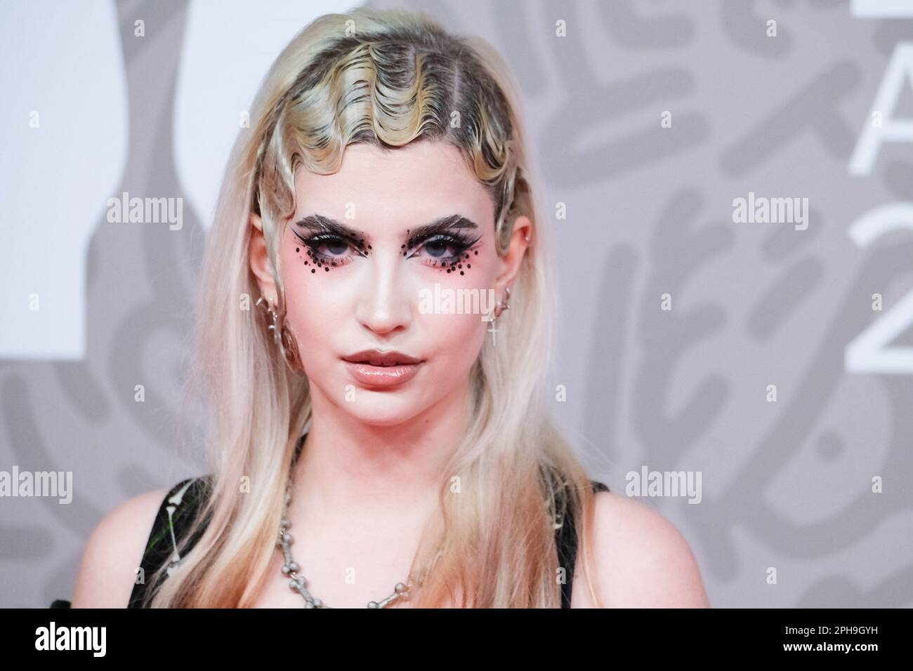 Abby Roberts photographed attending The BRITS Red Carpet Arrivals at The O2 in London, UK on 11 ...