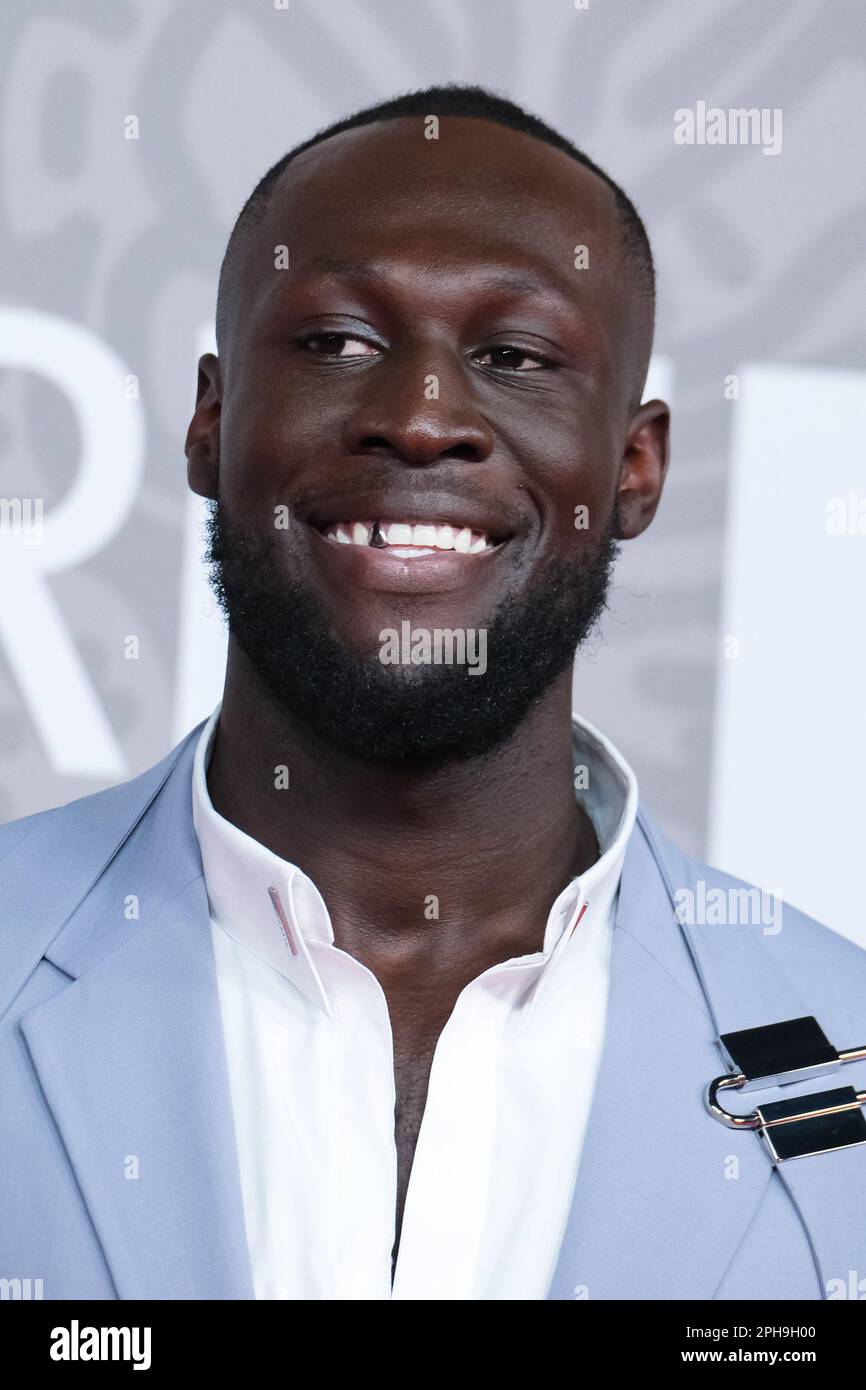 Stormzy photographed attending The BRITS Red Carpet Arrivals at The O2 ...