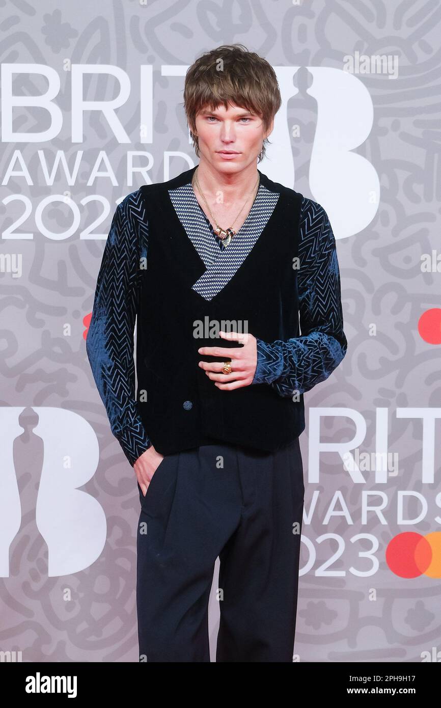 Jordan Barrett photographed attending The BRITS Red Carpet Arrivals at ...
