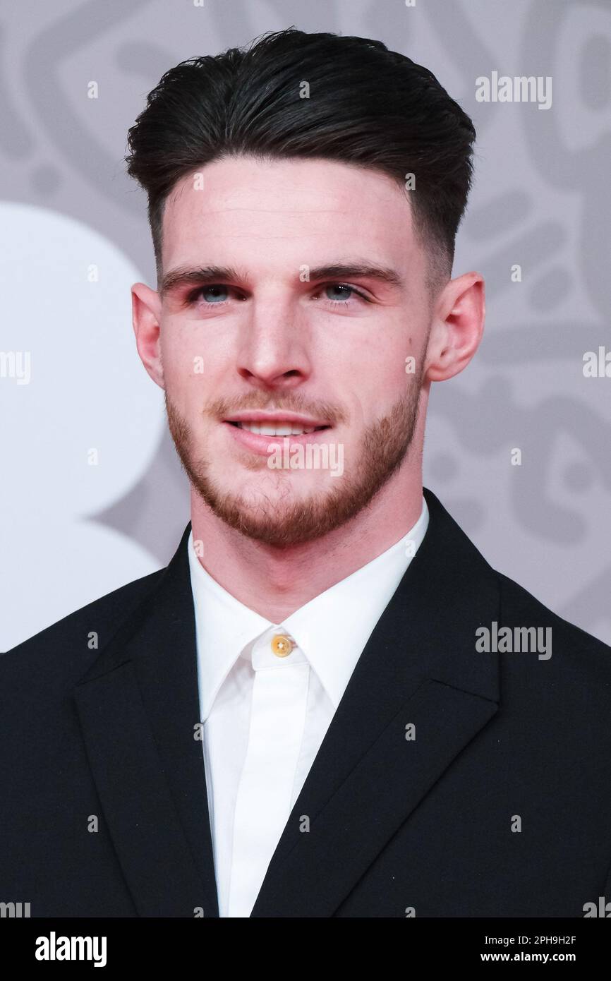 Declan Rice photographed attending The BRITS Red Carpet Arrivals at The ...