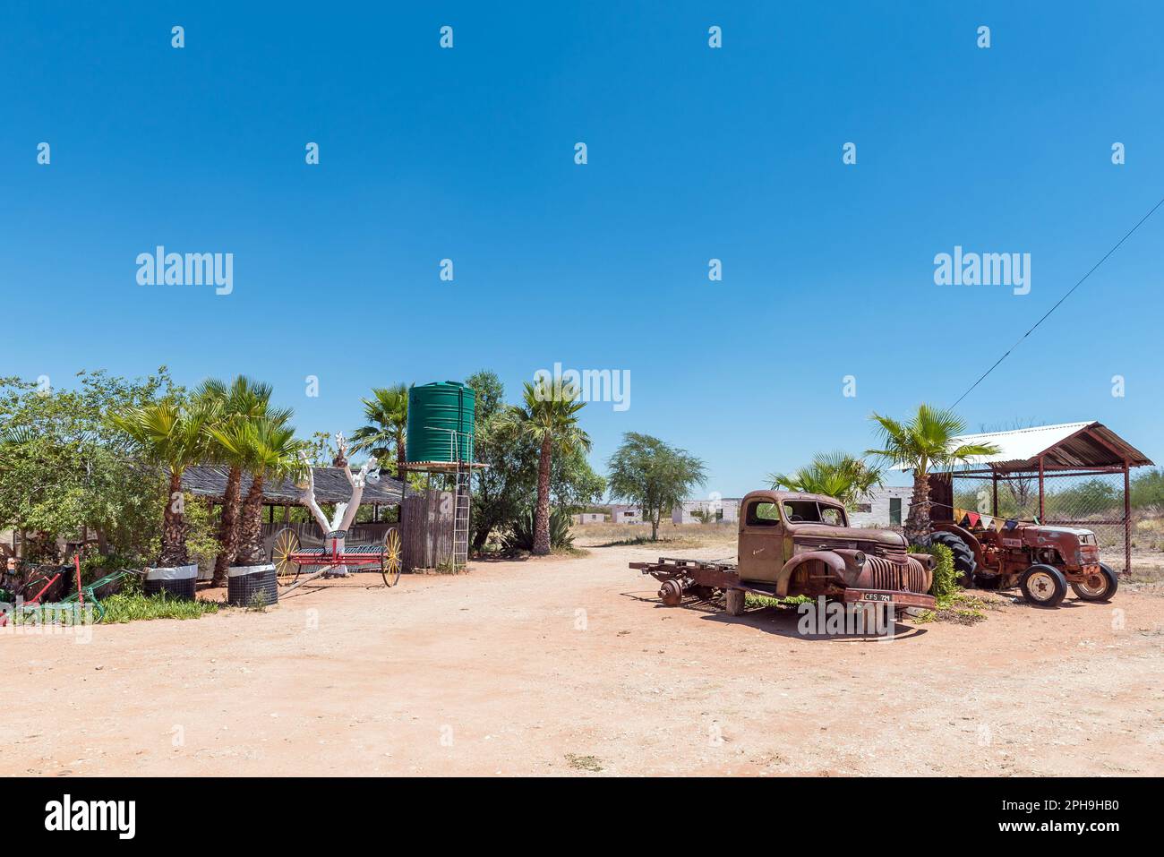 Groblershoop, South Africa - Feb 24, 2023: Vintage truck, tractor and ...