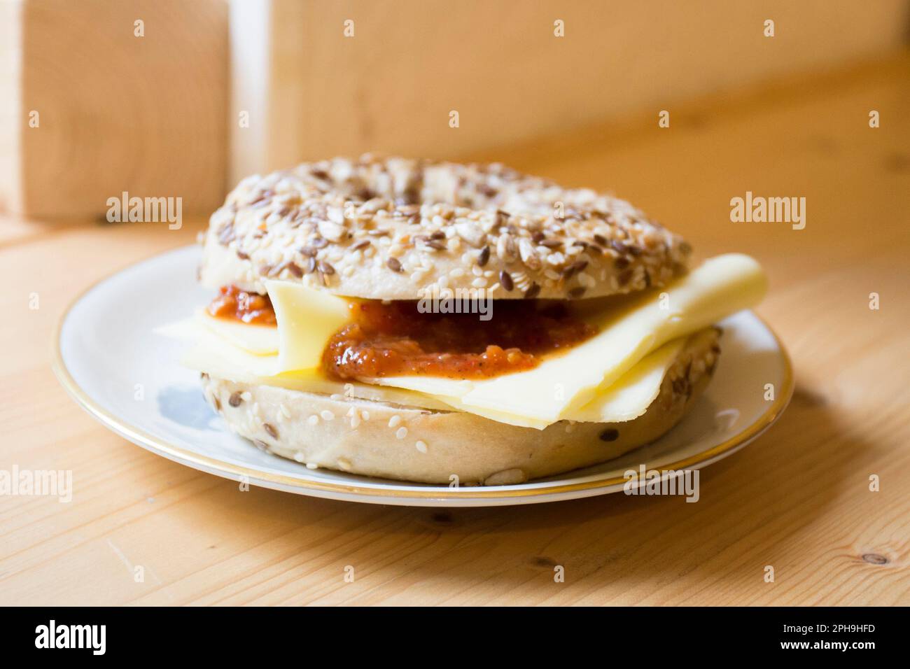 Bagel cream cheese jam hi-res stock photography and images - Alamy