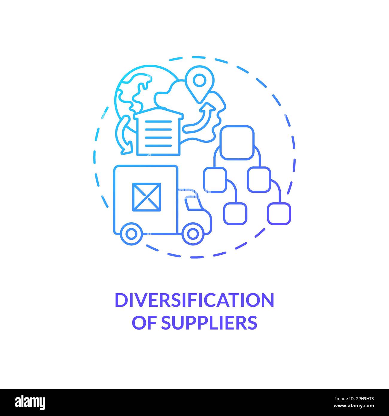Diversification of suppliers blue gradient concept icon Stock Vector ...