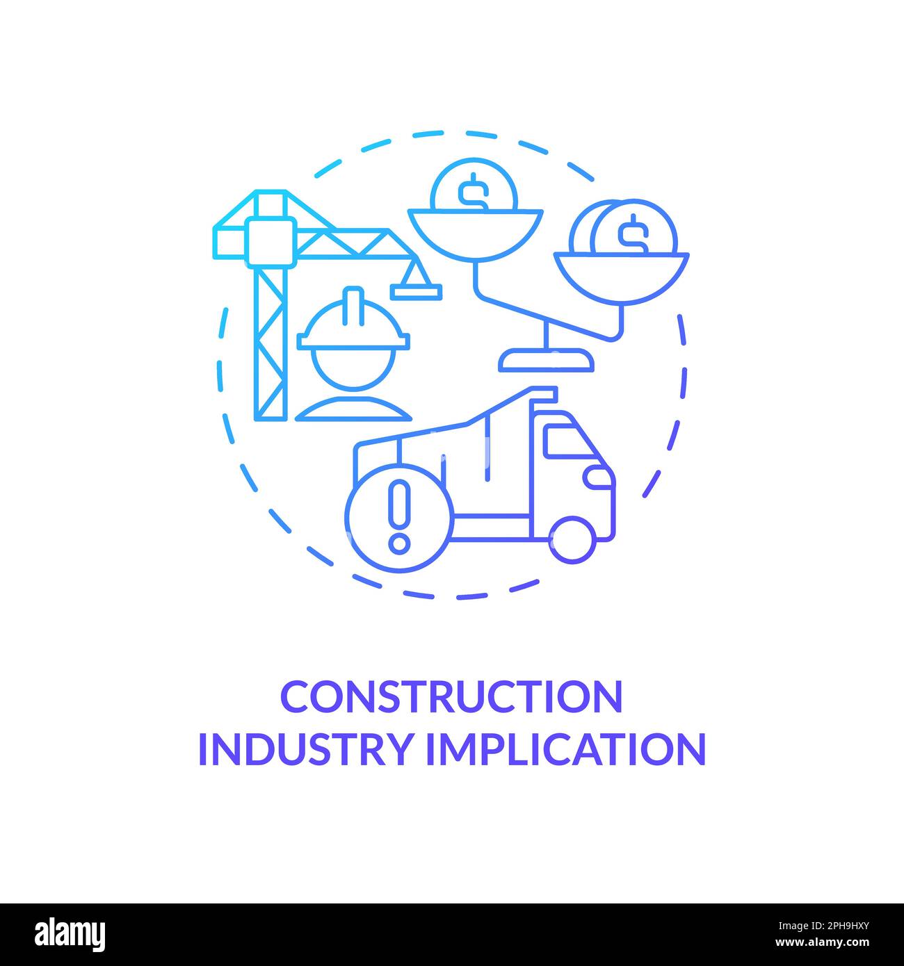 Construction industry implication blue gradient concept icon Stock ...