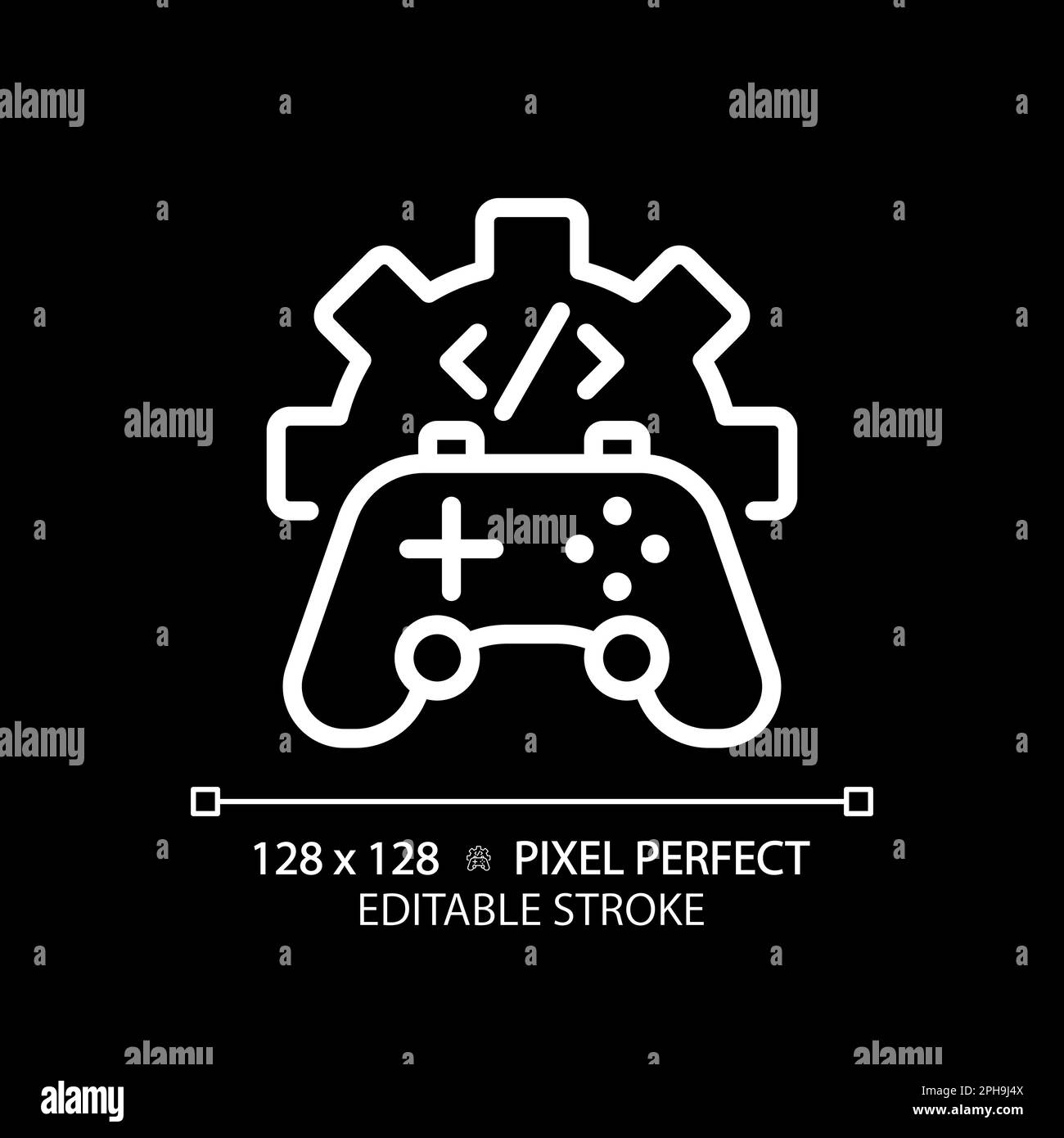 Game development pixel perfect white linear icon for dark theme Stock ...