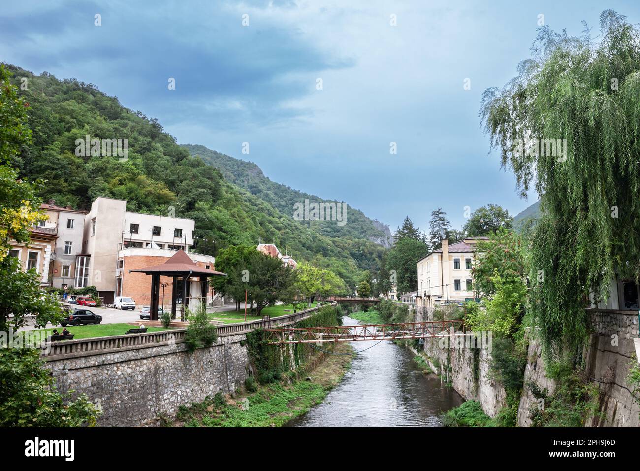 Picture of a typical rural street of Romania in Baile Herculane with ...