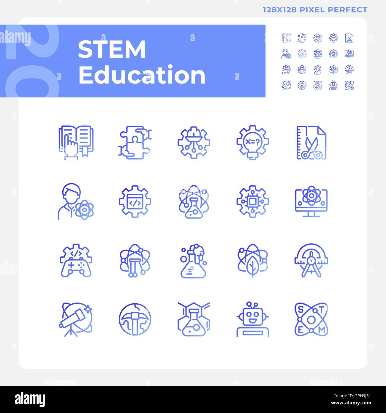 Stem Education Pixel Perfect Gradient Linear Vector Icons Set Stock Vector Image And Art Alamy