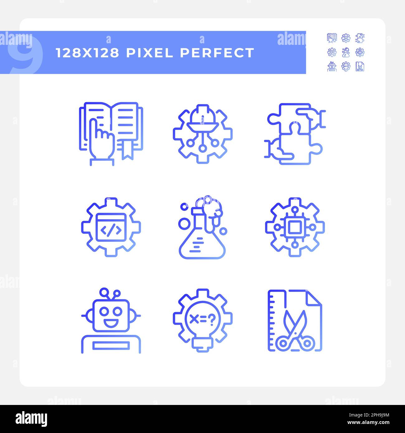 Integration Of Stem Programs Pixel Perfect Gradient Linear Vector Icons Set Stock Vector Image