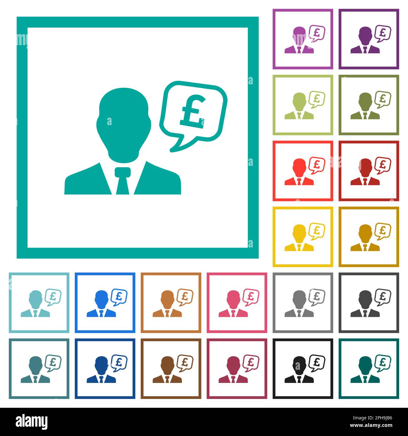 English Pound financial advisor flat color icons with quadrant frames ...