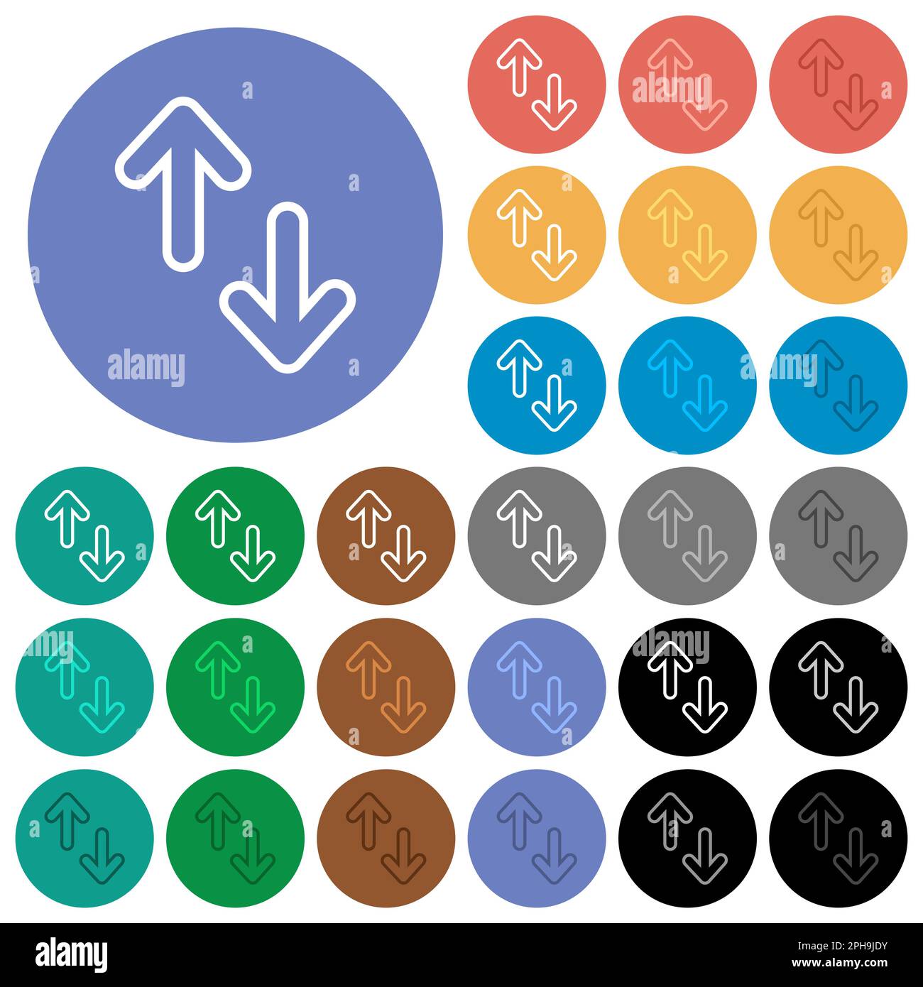 Data transfer outline multi colored flat icons on round backgrounds ...