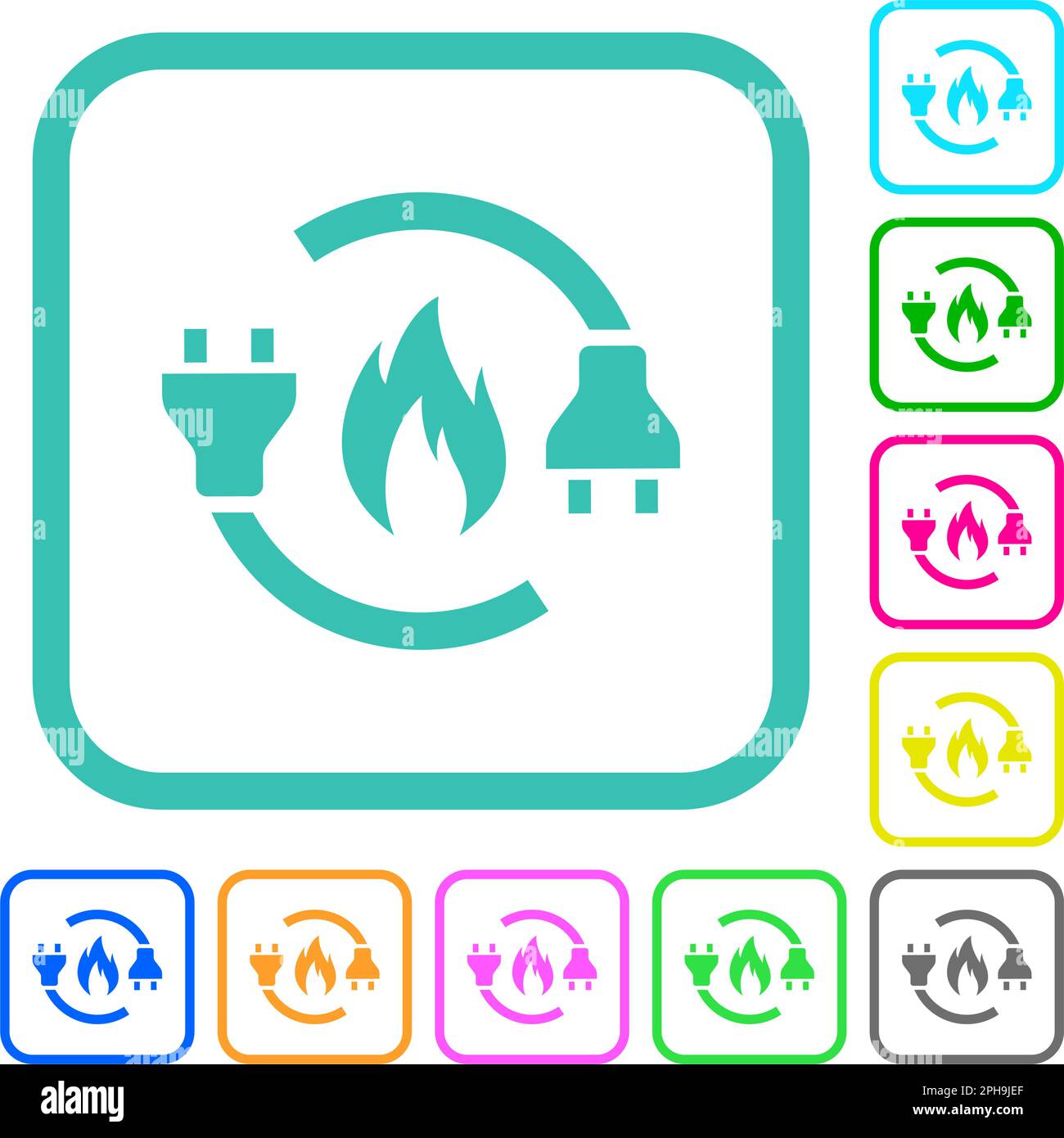 Gas energy vivid colored flat icons in curved borders on white ...