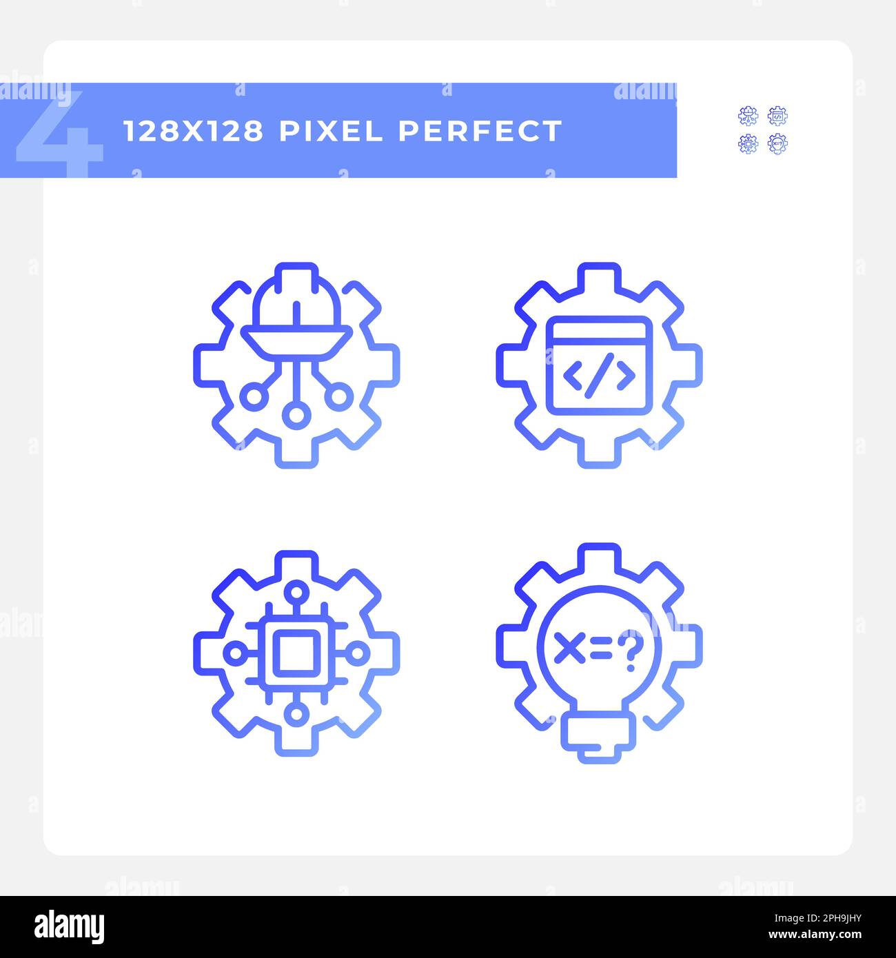 Stem Technology Settings Pixel Perfect Gradient Linear Vector Icons Set Stock Vector Image And Art