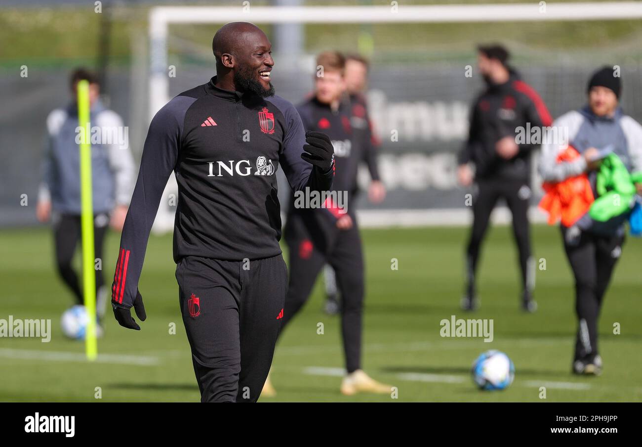 Tubize, Belgium. 27th Mar, 2023. Belgium's Romelu Lukaku pictured ...