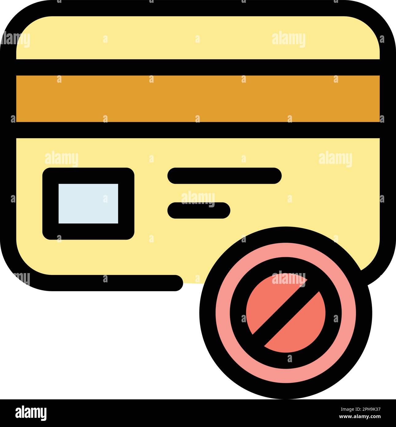 Rejected credit card icon. Outline Rejected credit card vector icon for ...