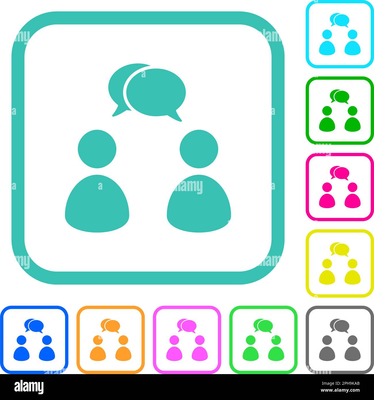 Two talking persons with oval bubbles solid vivid colored flat icons in ...