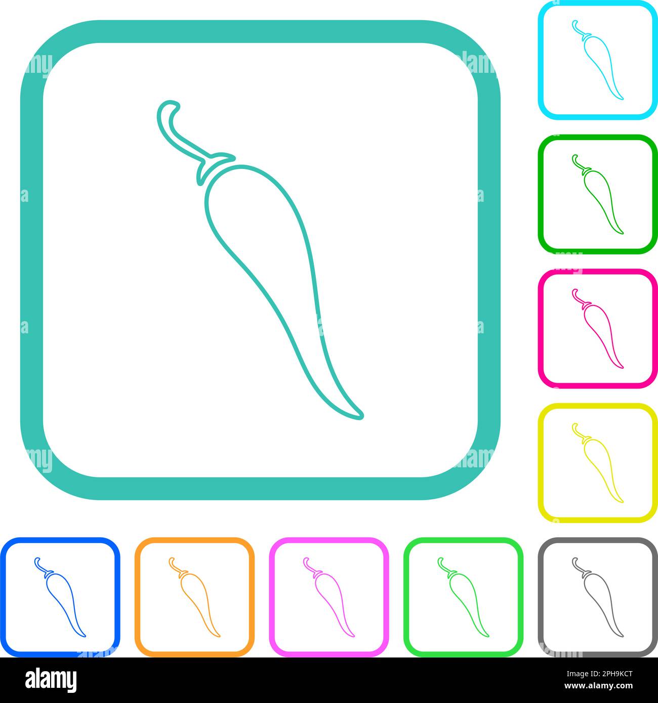 Chili pepper outline vivid colored flat icons in curved borders on ...