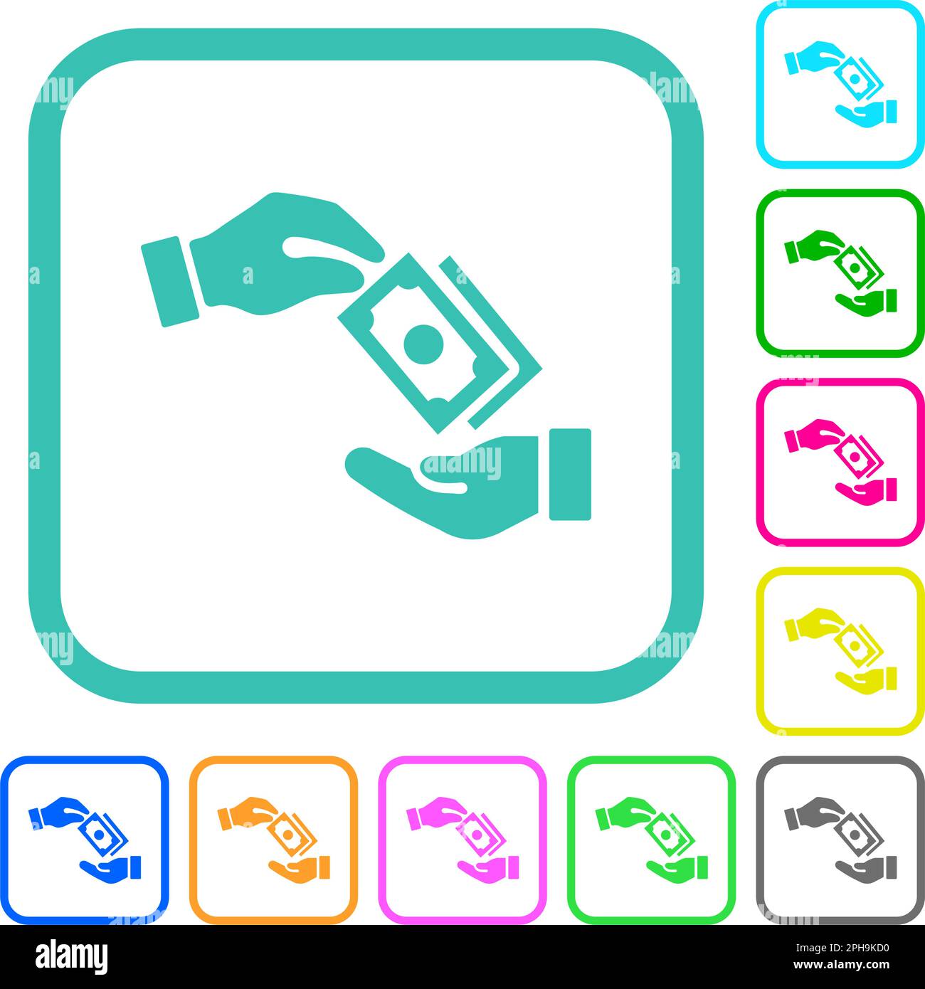 Salary vivid colored flat icons in curved borders on white background ...