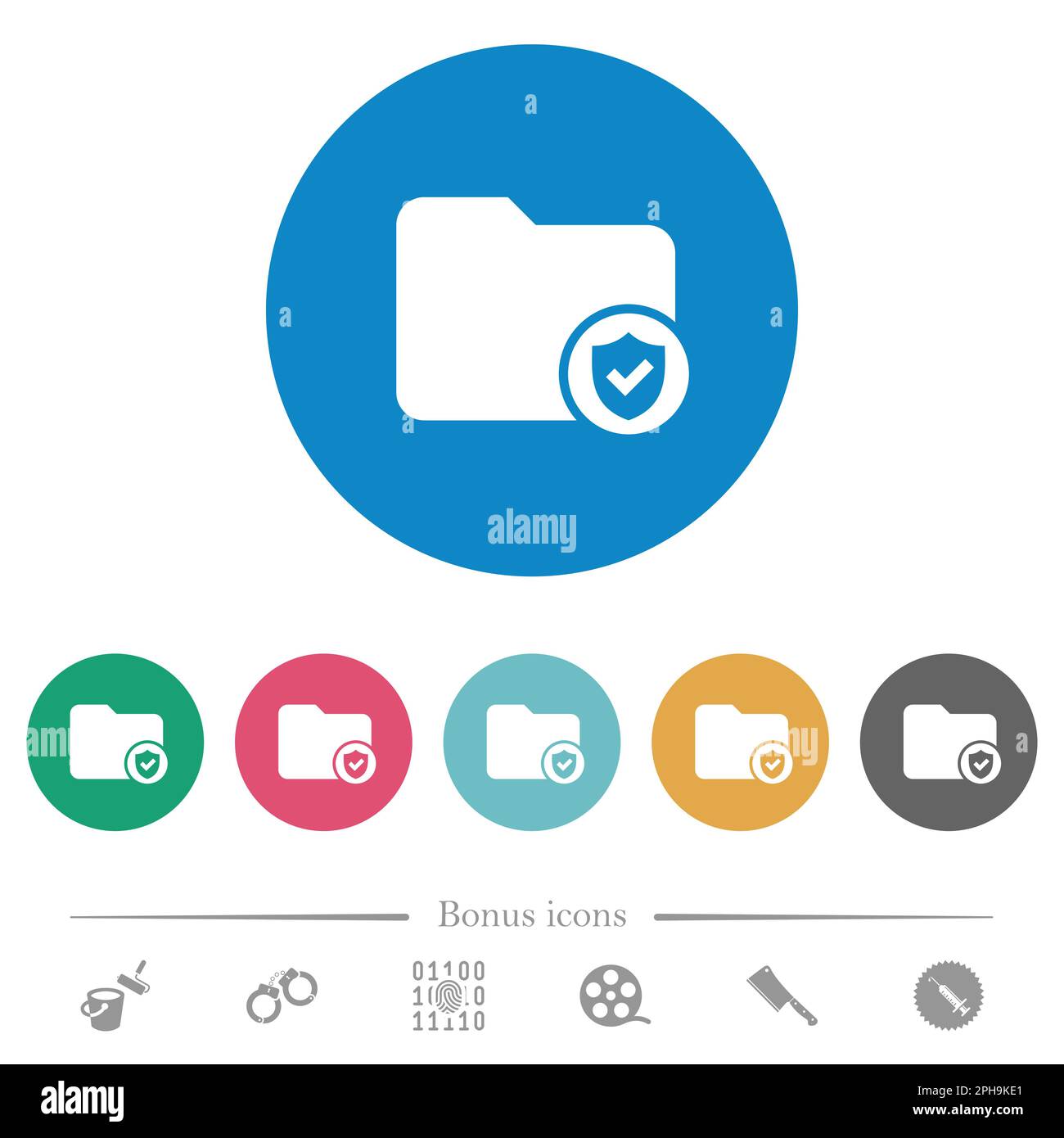 Protected directory flat white icons on round color backgrounds. 6 ...