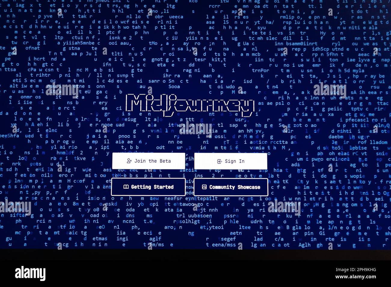 Midjourney on computer screen. Artificial intelligence for generation ...
