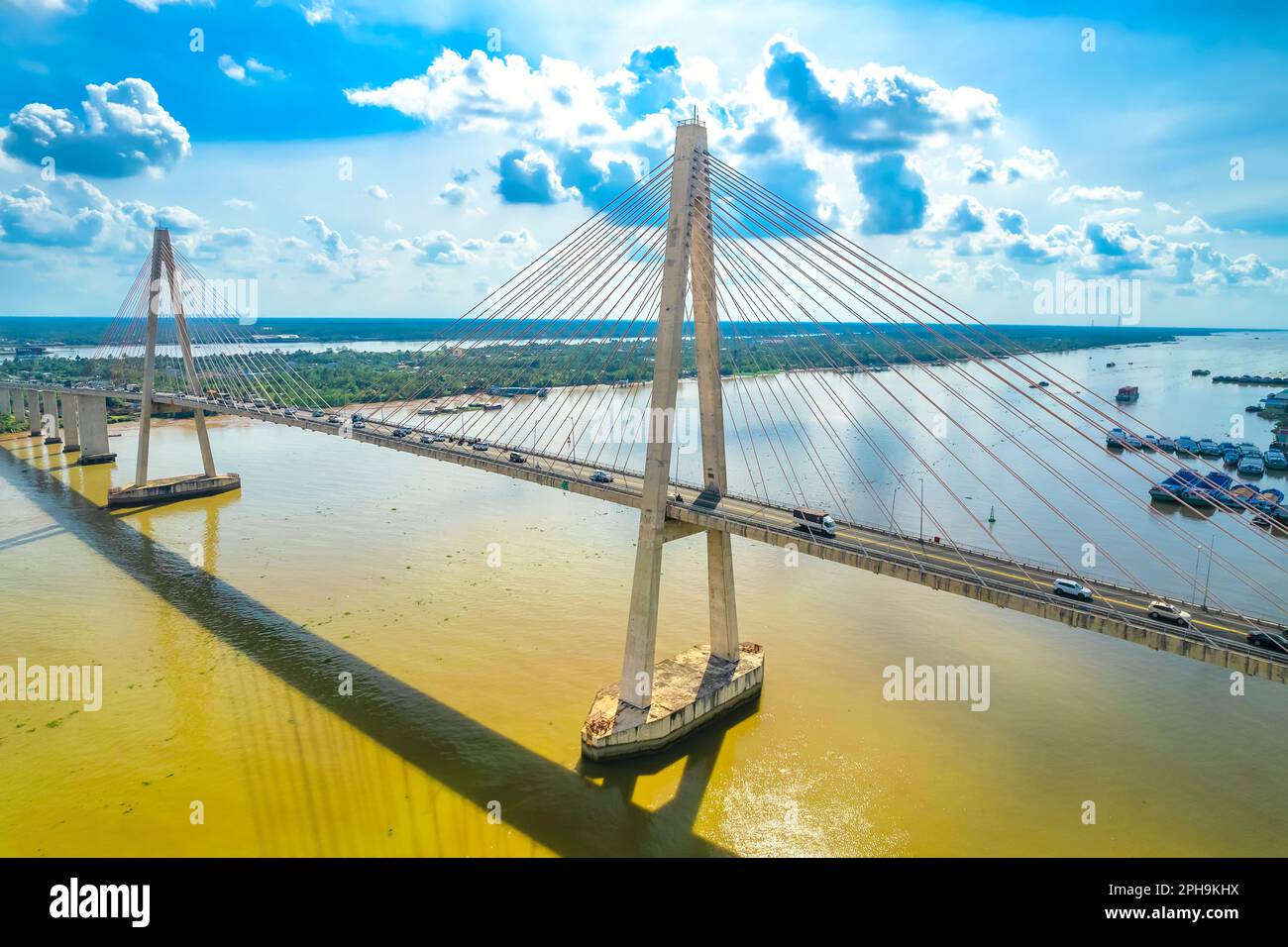 Rach Mieu bridge, Tien Giang, Vietnam, aerial view. Rach Mieu bridge ...
