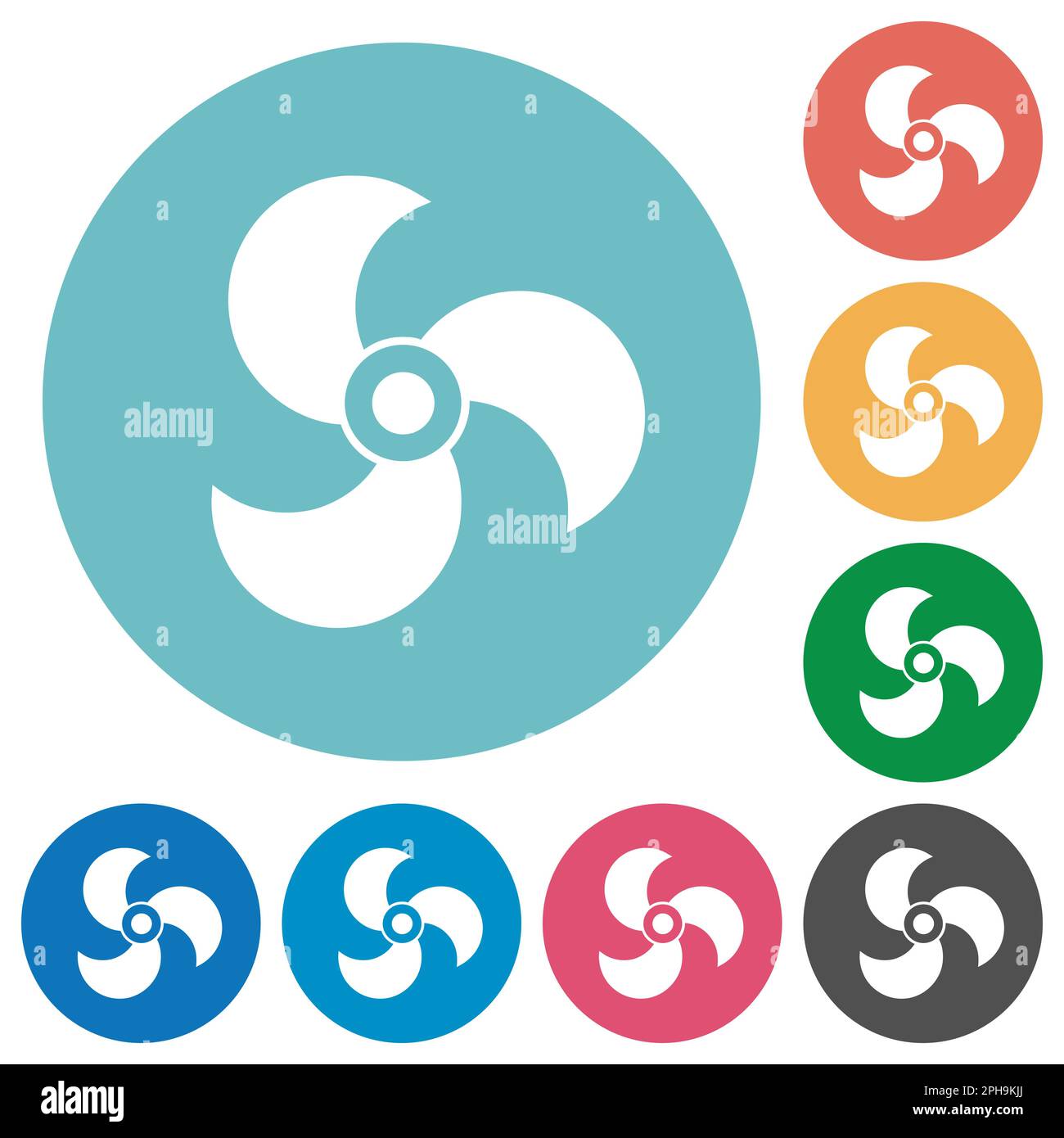 Propeller solid flat white icons on round color backgrounds Stock ...