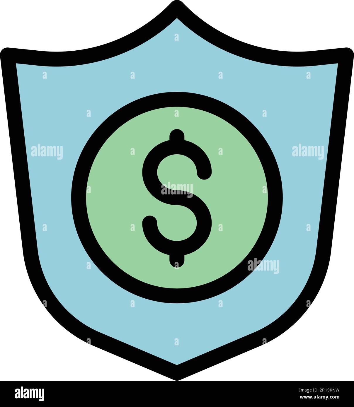 Shield money icon. Outline Shield money vector icon for web design ...