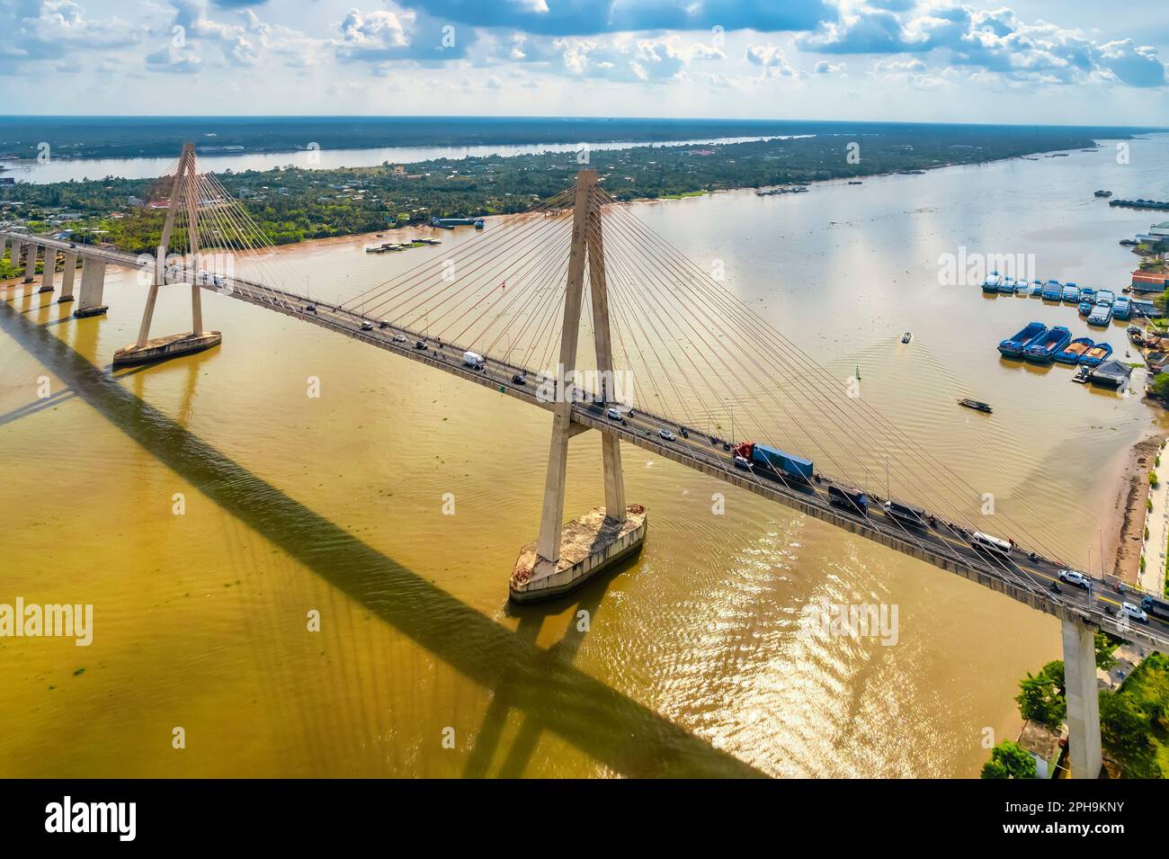 Rach Mieu bridge, Tien Giang, Vietnam, aerial view. Rach Mieu bridge ...