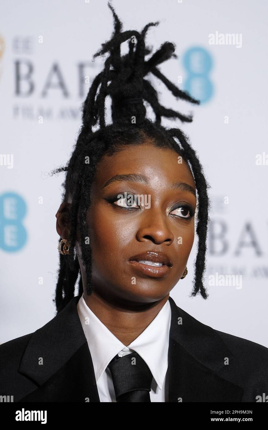 Little Simz photographed in the 2023 EE BAFTA Film Awards Winner press ...