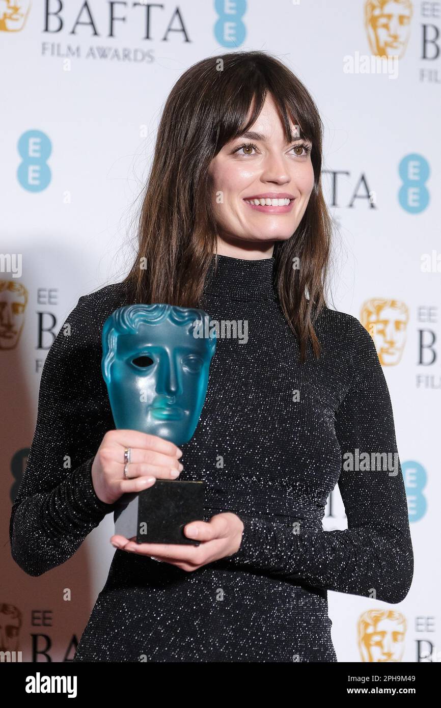 EE Rising Star Award Emma Mackey photographed in the 2023 EE BAFTA Film Awards Winner press room ...