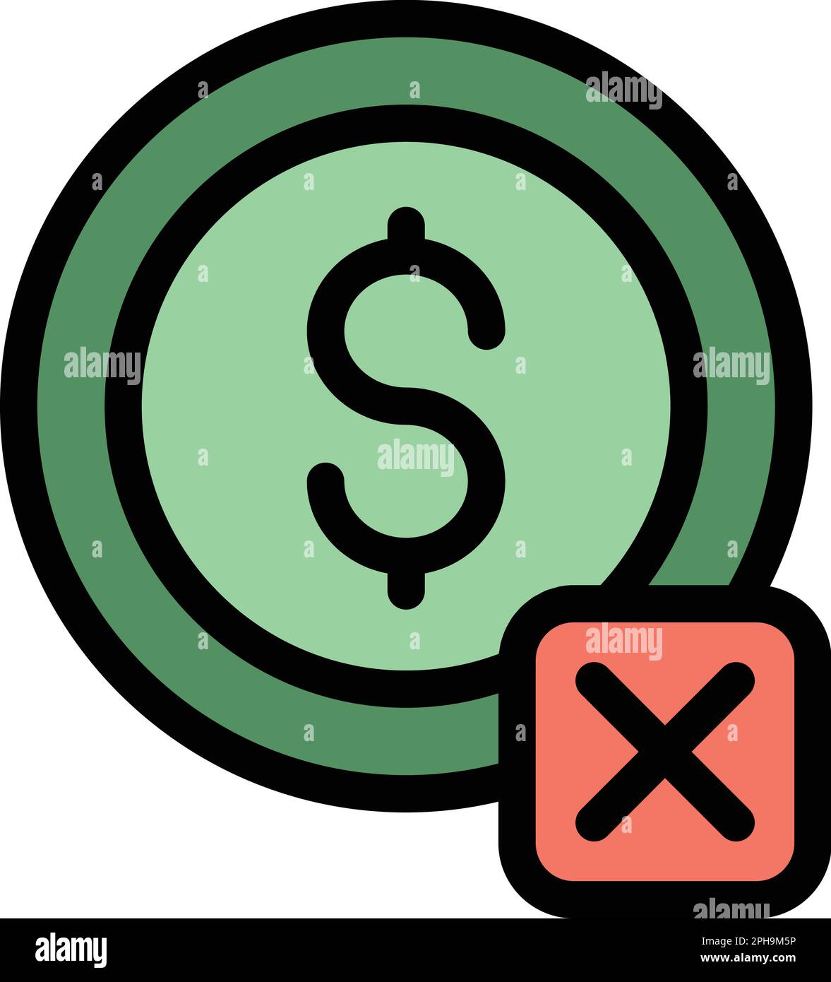 Coin payment cancellation icon. Outline Coin payment cancellation ...