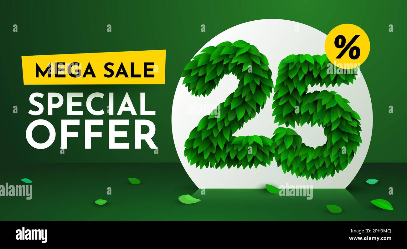 25 percent Off. Discount creative composition. Sale brochure with font ...