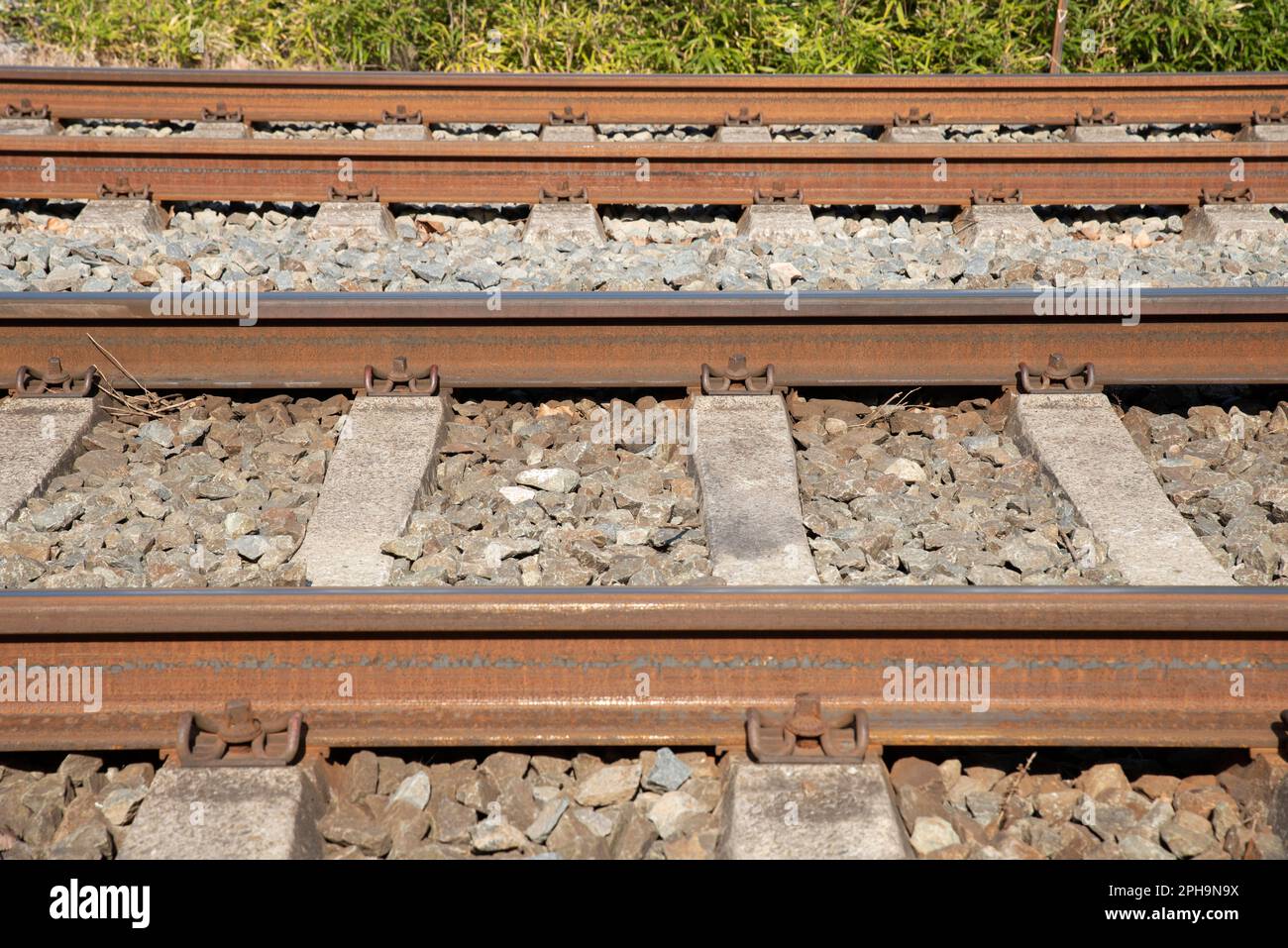 train tracks from up close Stock Photo - Alamy