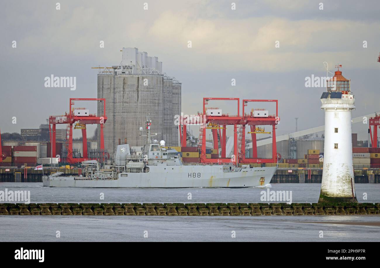 HMS ENTERPRISE passing FORT PERCH ROCK, New Brighton, at the mouth of ...