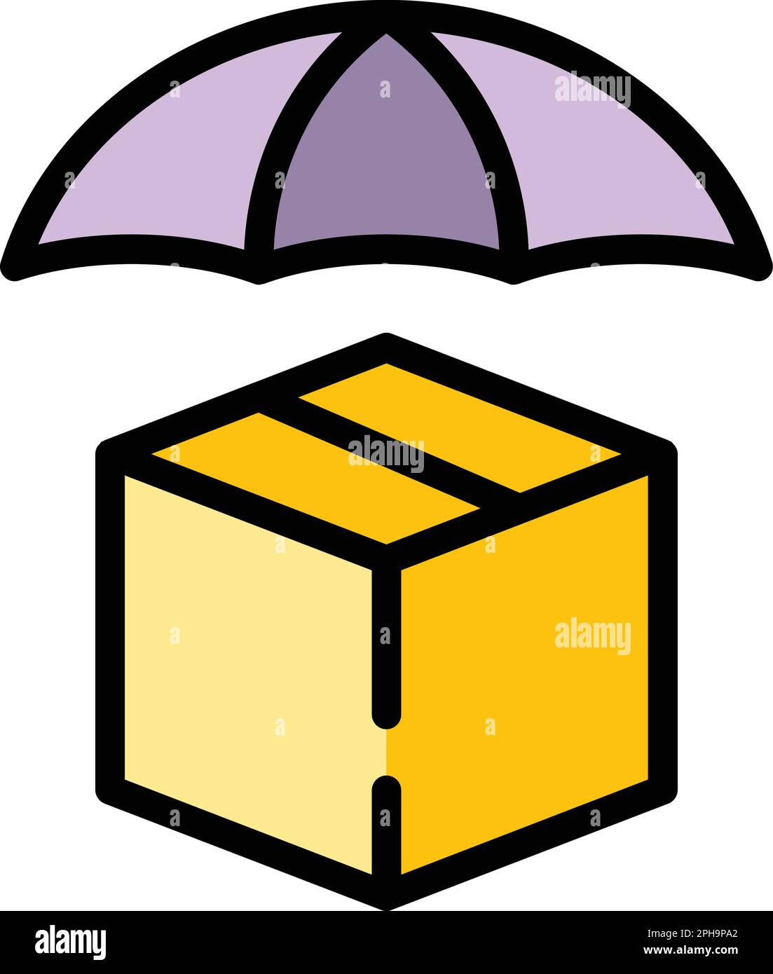 Protected cargo box icon. Outline Protected cargo box vector icon for ...