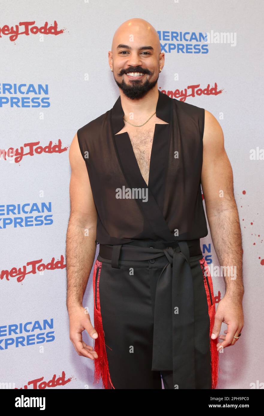 New York, NY, USA. 26th Mar, 2023. Nicholas Christopher arrives for the Broadway opening night ...