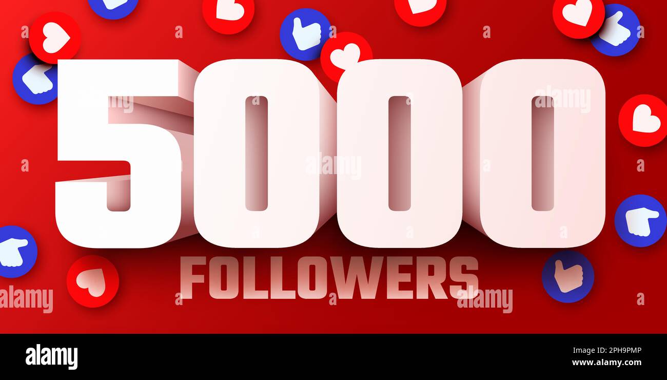 5k or 5000 followers thank you. Social Network friends, followers, Web user Thank you celebrate ...