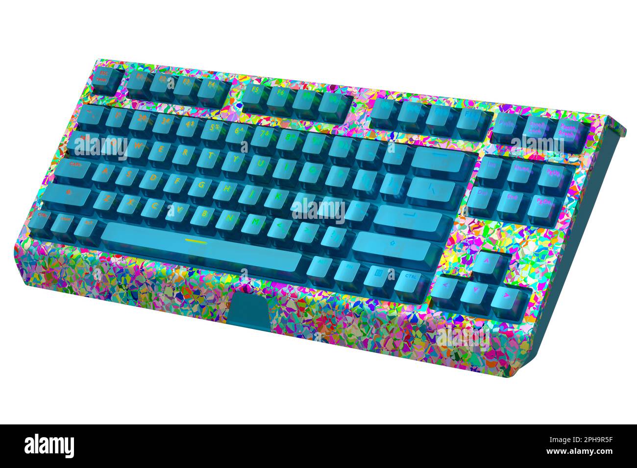 Realistic Computer Keyboard With Seamless Wavy Pattern Isolated On