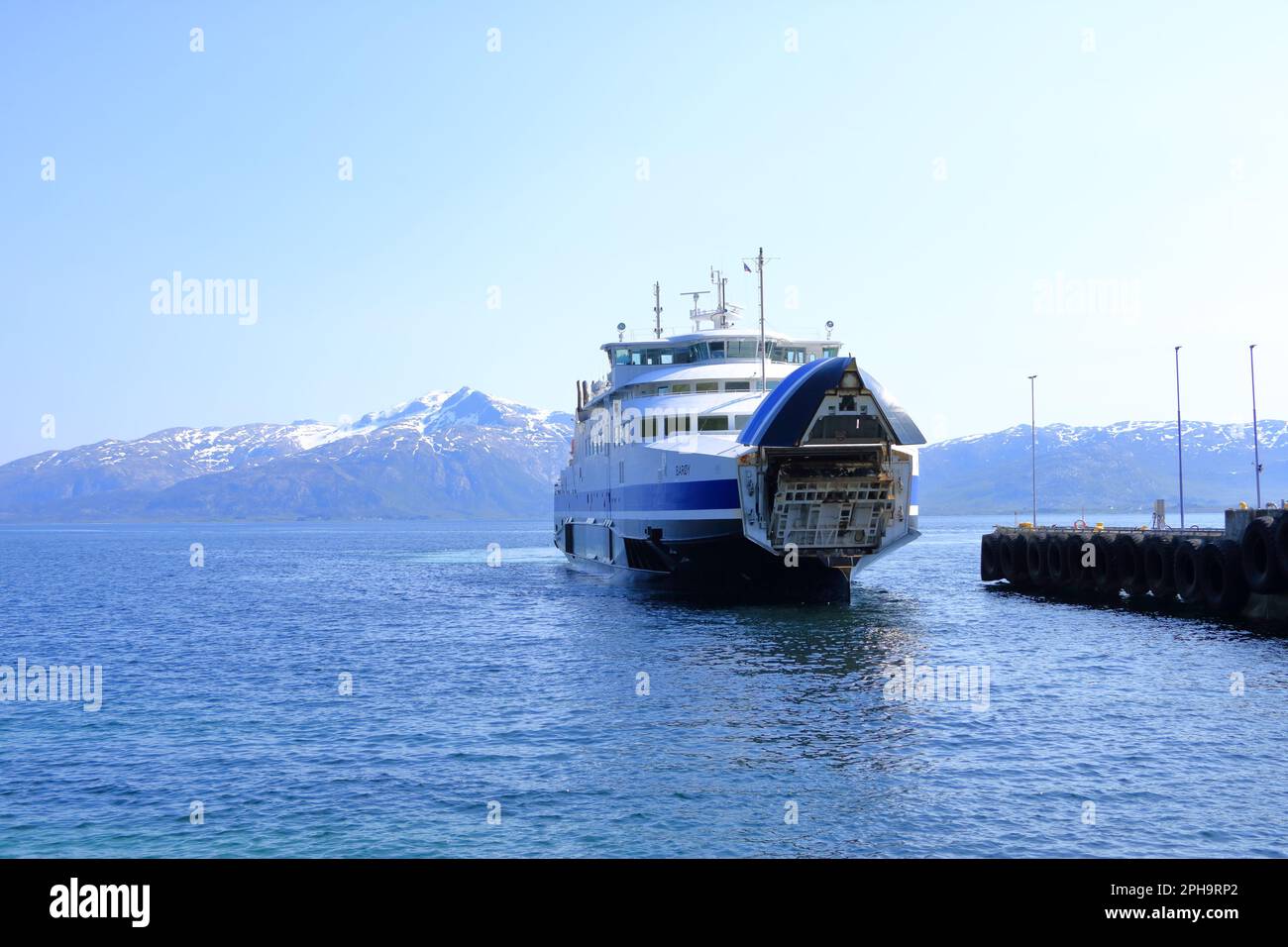 May 30 2022 - Lodingen, Lofoten, Norway: Norway sea ferry near Lodingen ...