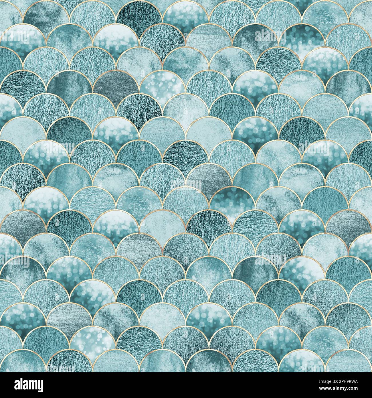 Mermaid fish scale wave japanese luxury golden glittering seamless ...