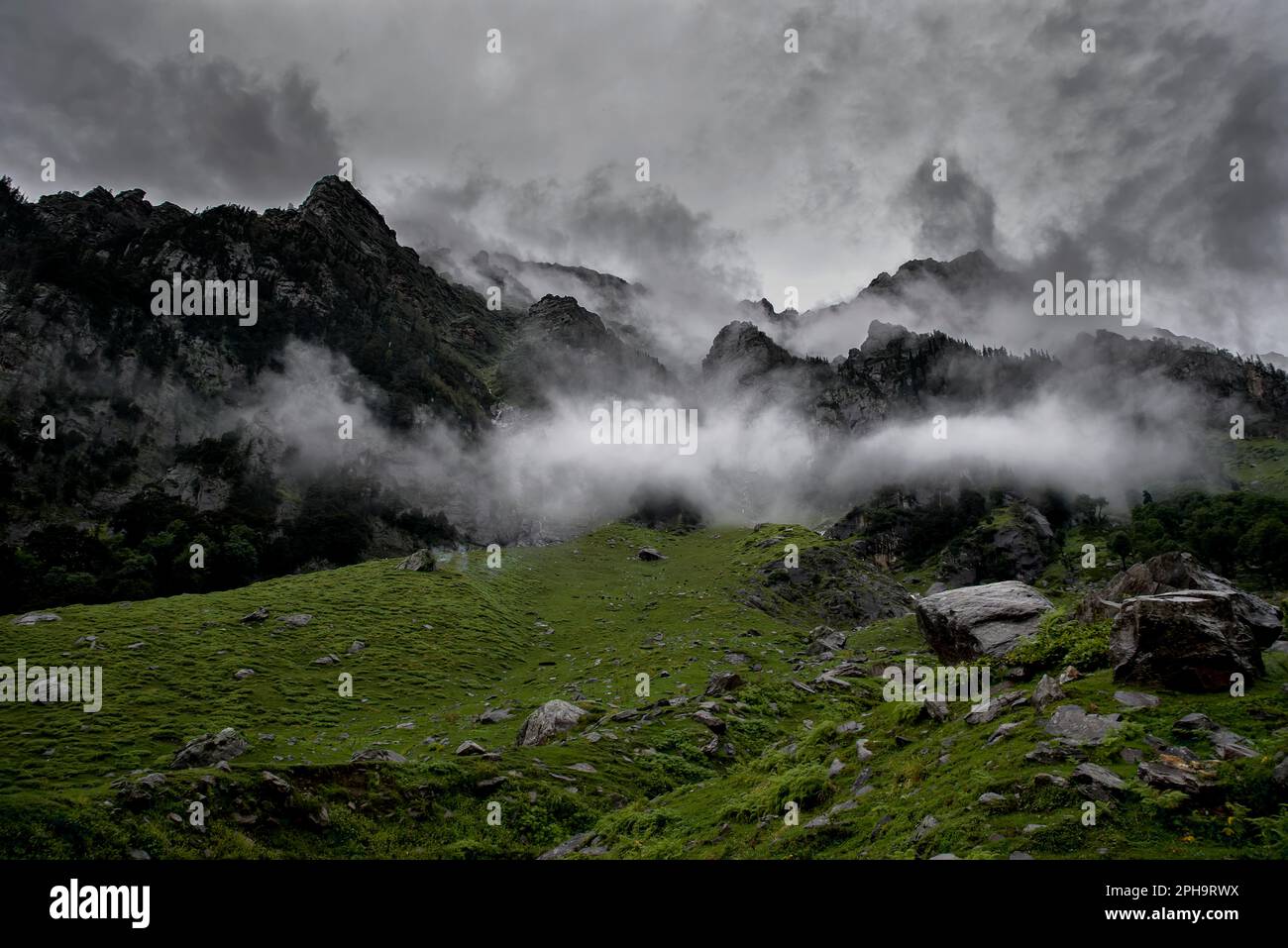 Trekking through the beautiful landscape in rain is a different ...