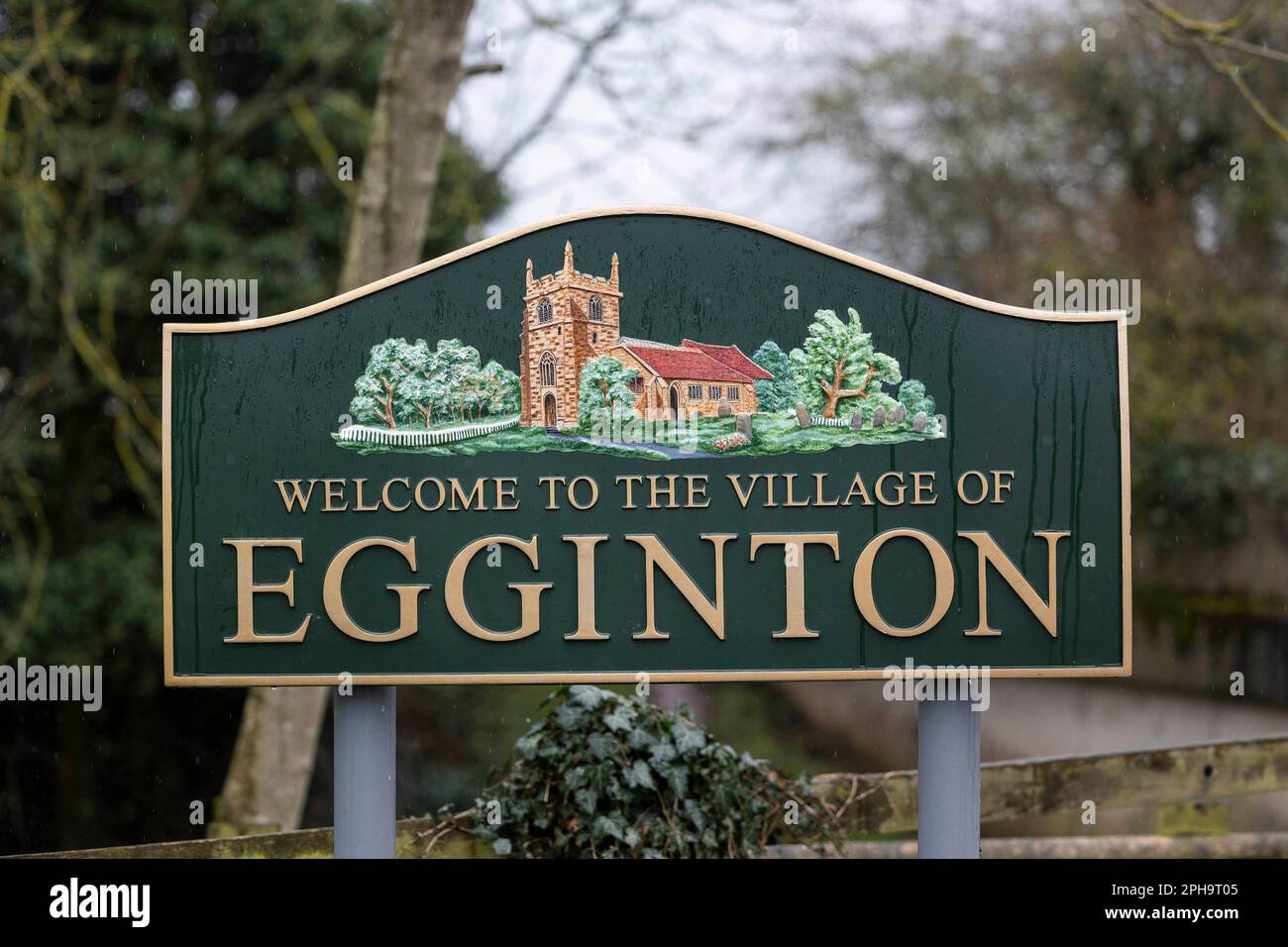 EDITORIAL USE ONLY A view of a sign in Egginton, Derbyshire where the ...