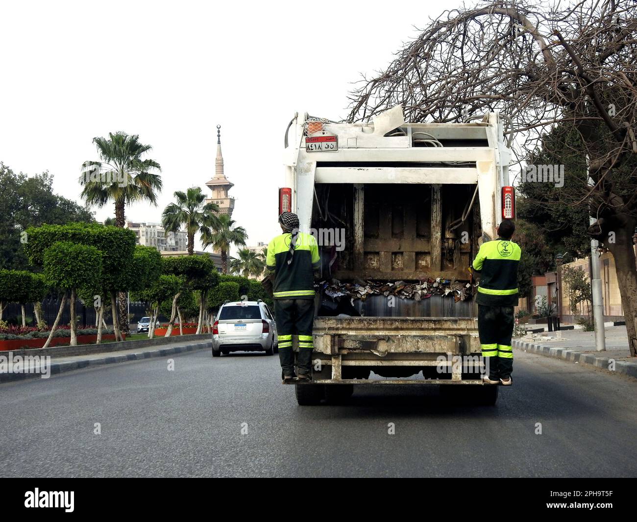 Cairo, Egypt, March 23 2023: a garbage large mobile car vehicle ...