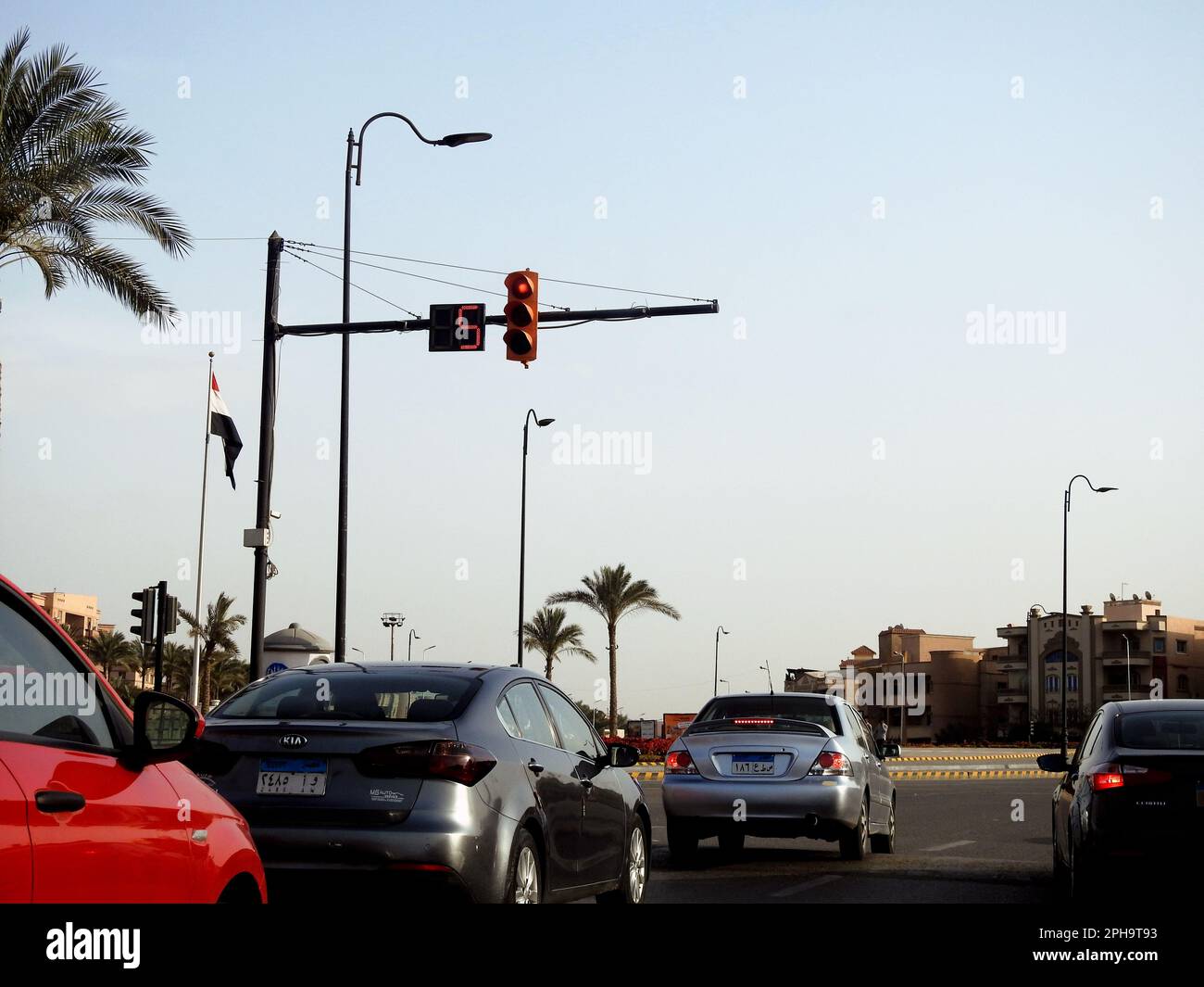 Cairo, Egypt, March 23 2023: Traffic signals in Egyptian streets ...