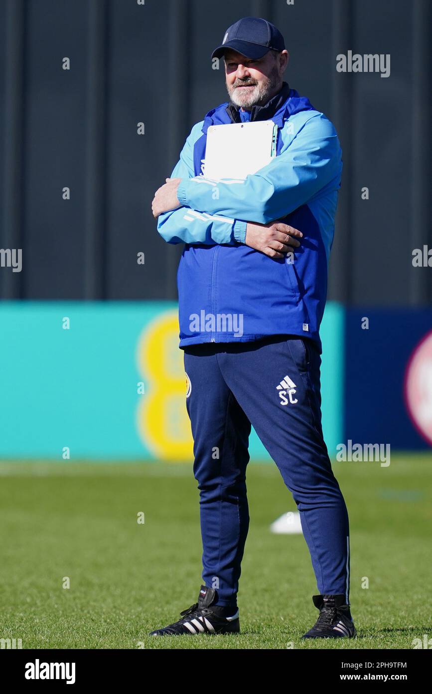 Scotland manager Steve Clarke during a training session at Lesser ...