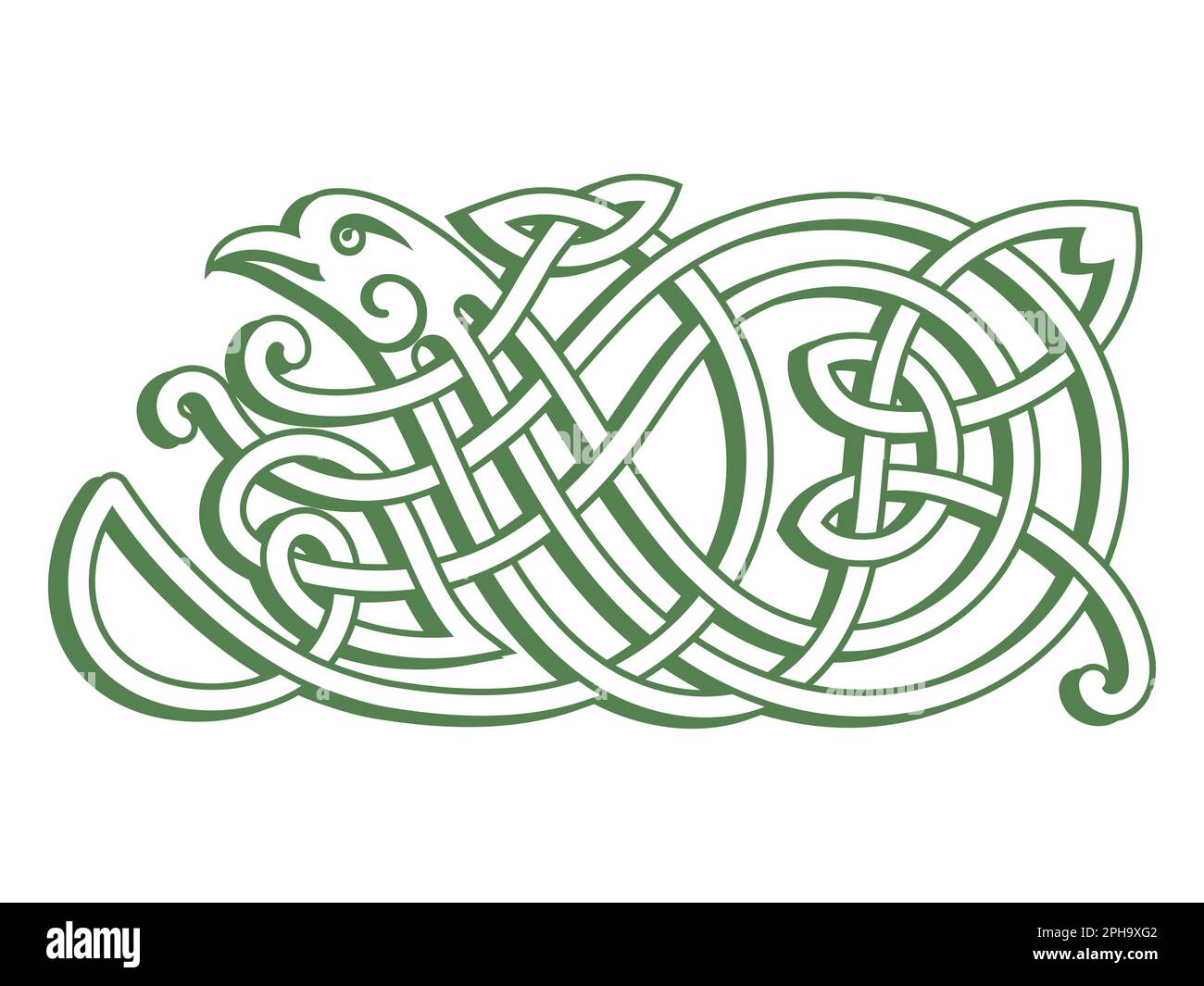 Irish design in vintage, retro style. The bird in the Celtic style with ...