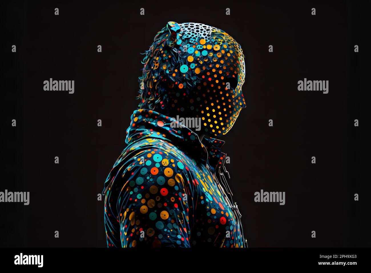 Masked maniac created with generative AI technology. High quality ...