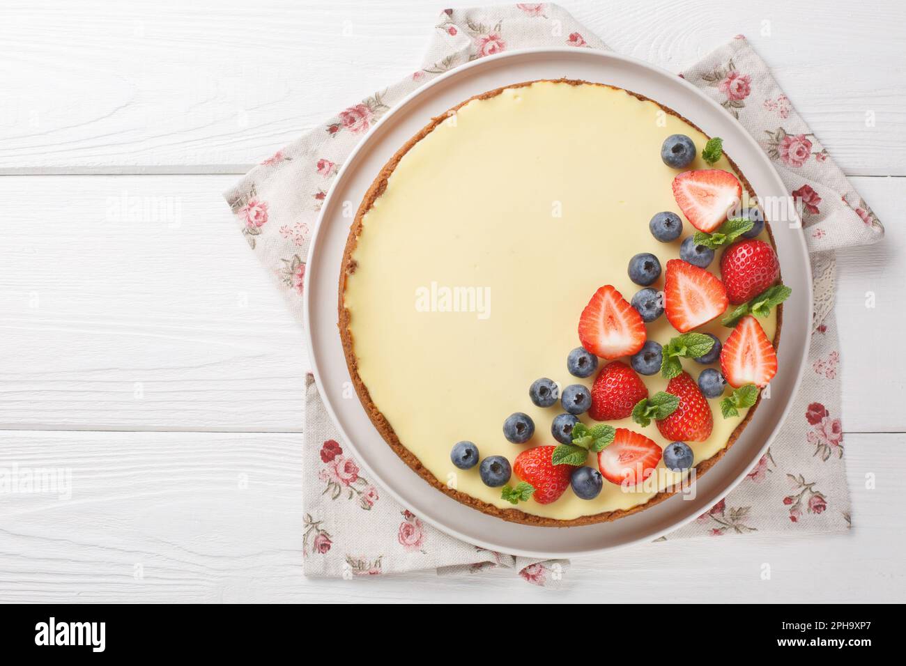 Cheesecake with fresh berries strawberry, blueberry New York dessert ...